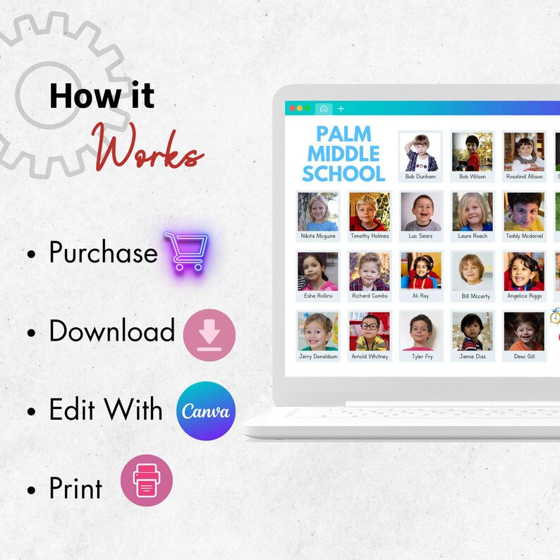 Editable School Class Photo Template in Canva, Colorful Template,20 21 ...