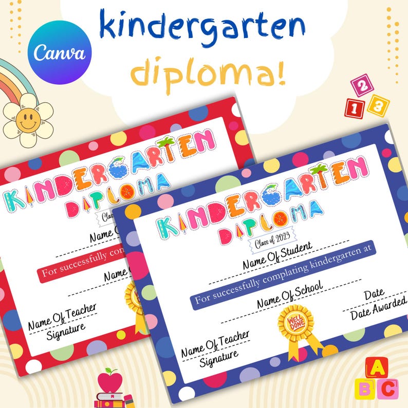 Editable Kindergarten Graduation Diploma Template | US Letter & A4 ...