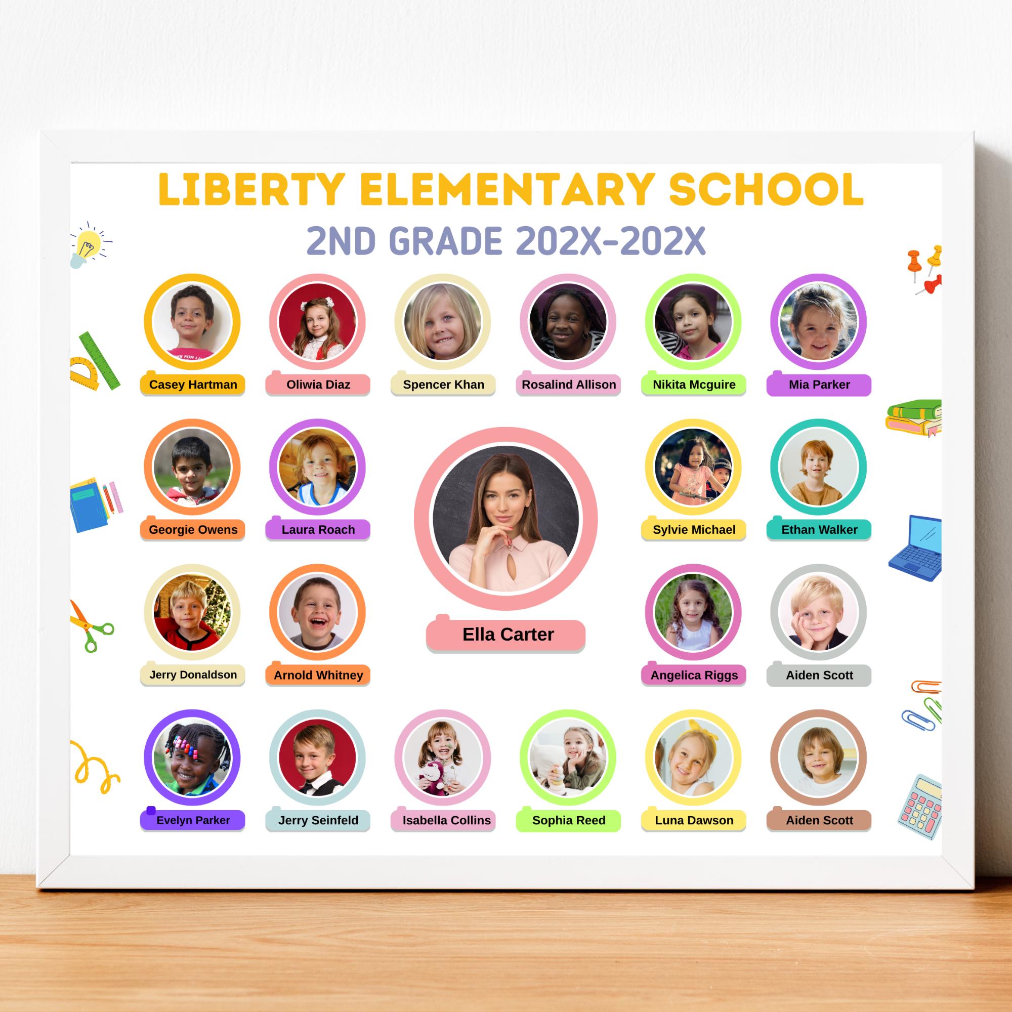 Editable School Class Photo Template in Canva, Colorful Template,15 16 ...