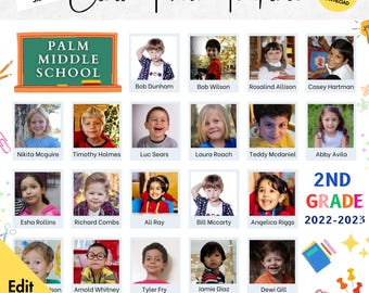 Editable School Class Photo Template in Canva, Colorful Template,20 21 ...
