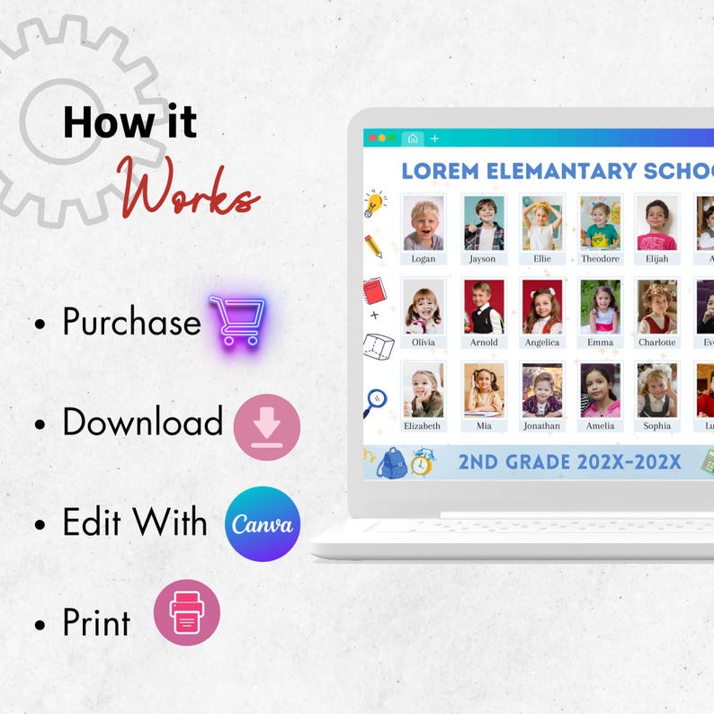 Editable School Class Photo Template in Canva, Colorful Template,15 16 ...