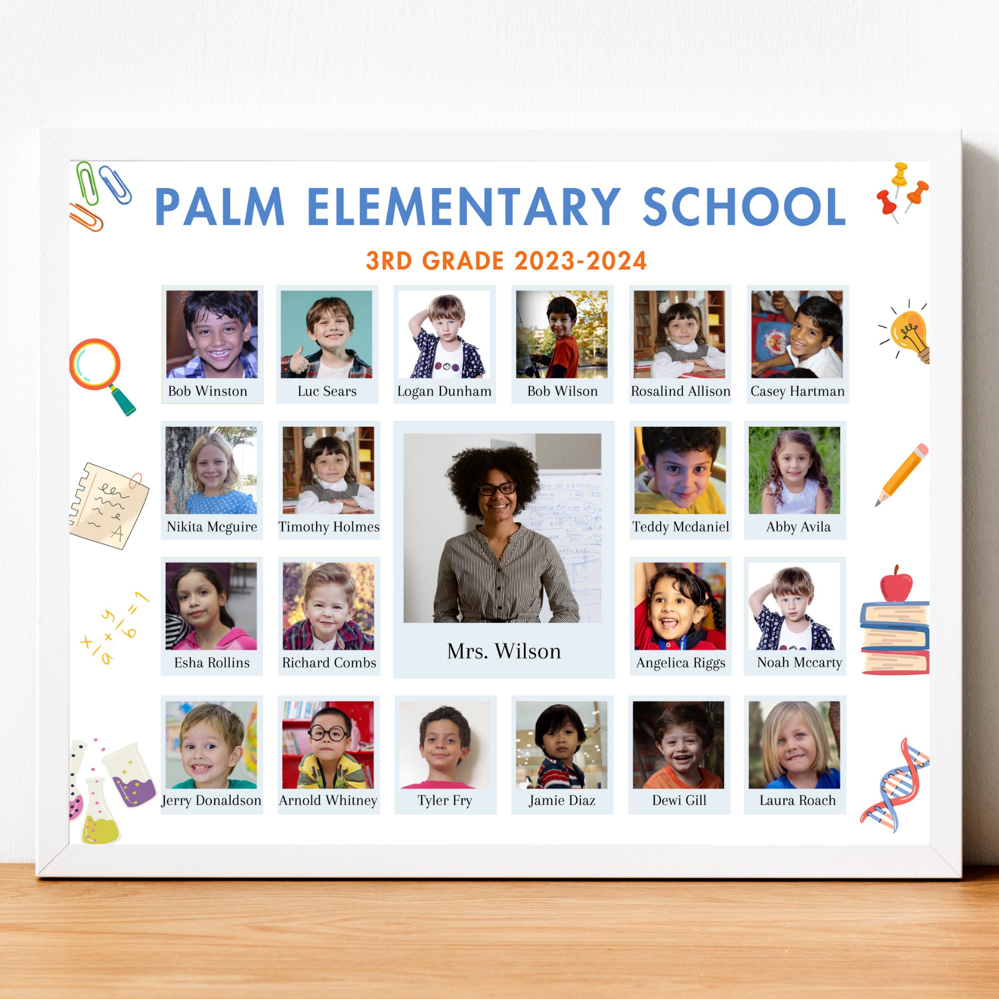 Editable School Class Photo Template in Canva, Colorful Template,20 24 ...