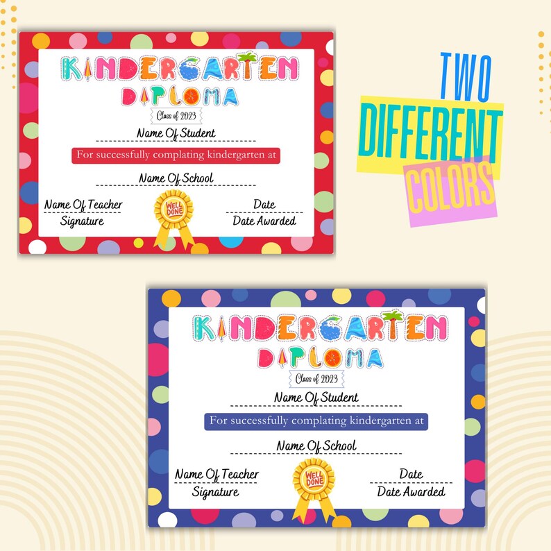 Editable Kindergarten Graduation Diploma Template | US Letter & A4 ...