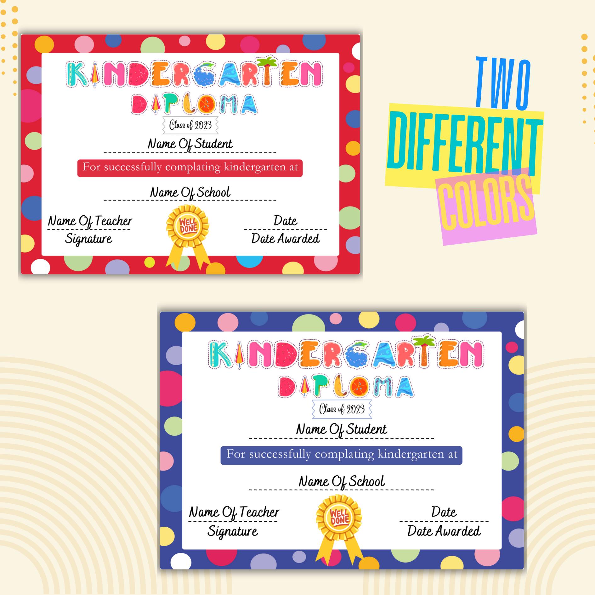 Editable Kindergarten Graduation Diploma Template | US Letter & A4 ...