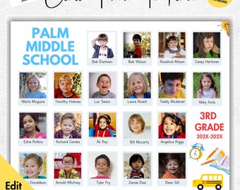 Editable School Class Photo Template in Canva, Colorful Template,16 20 ...