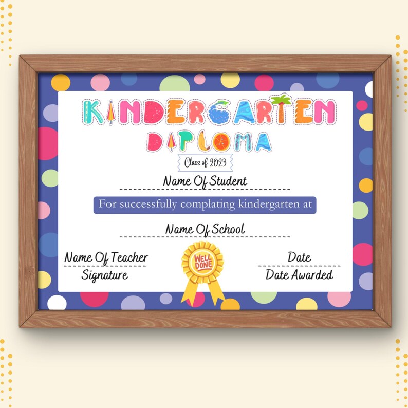 Editable Kindergarten Graduation Diploma Template | US Letter & A4 ...