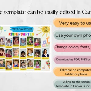 Editable School Class Photo Template in Canva, Colorful Template,24 ...