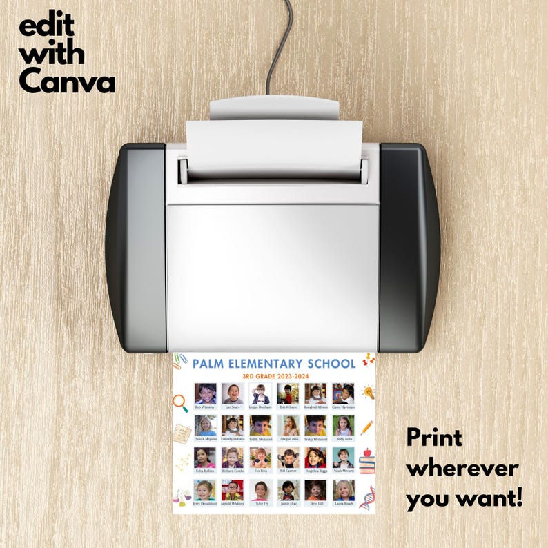 Editable School Class Photo Template in Canva, Colorful Template,20 24 ...