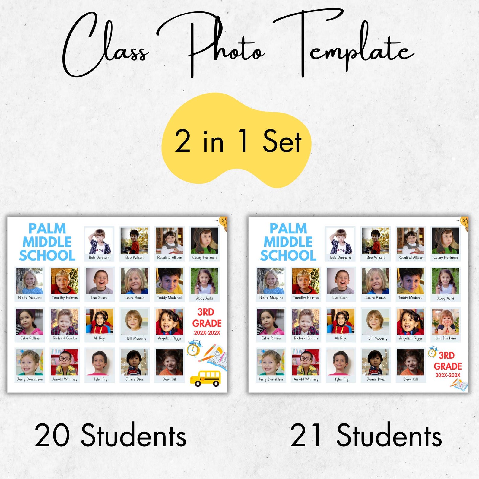 Editable School Class Photo Template in Canva, Colorful Template,20 21 ...