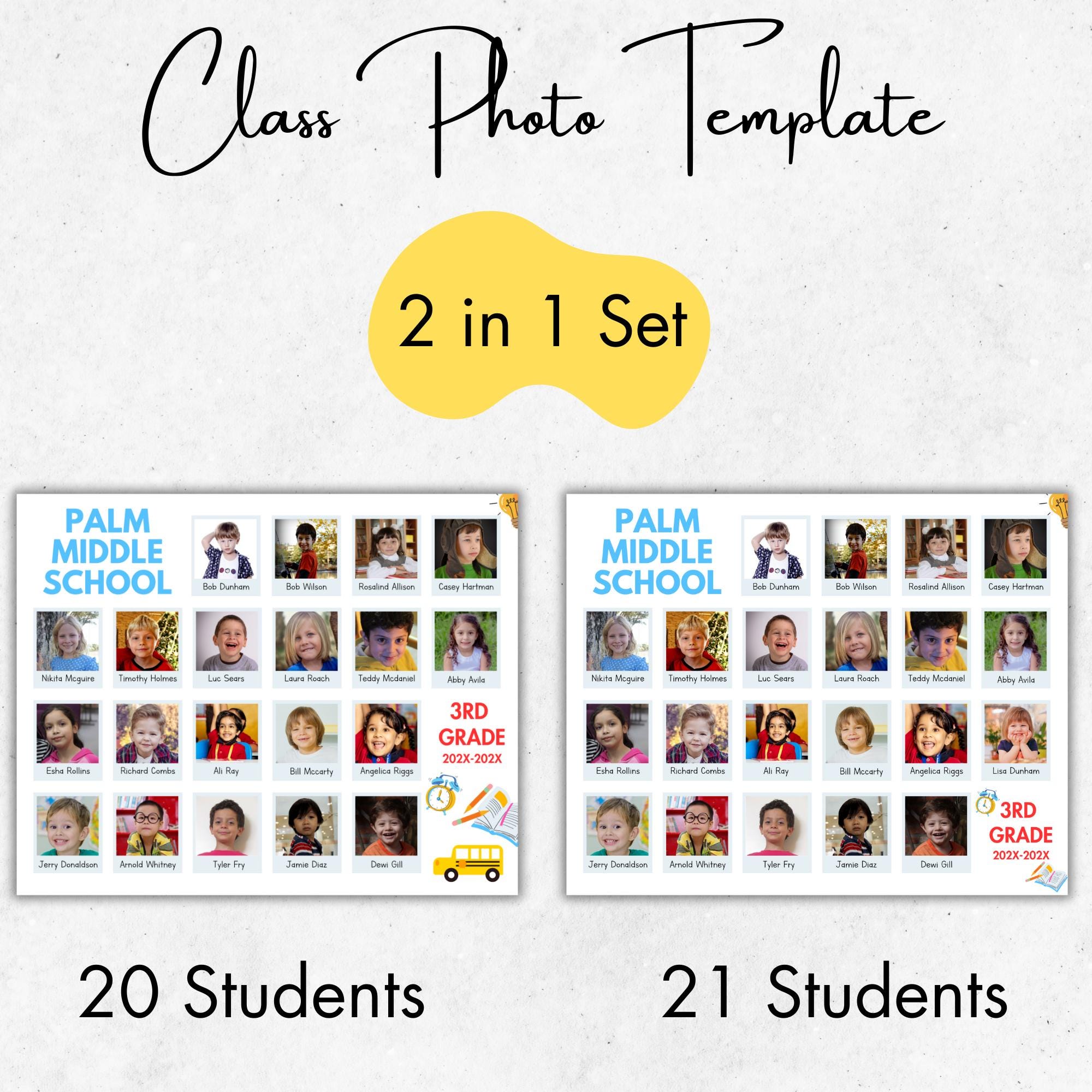 Editable School Class Photo Template in Canva, Colorful Template,20 21 ...