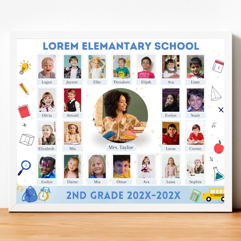 Editable School Class Photo Template in Canva, Colorful Template,15 16 ...