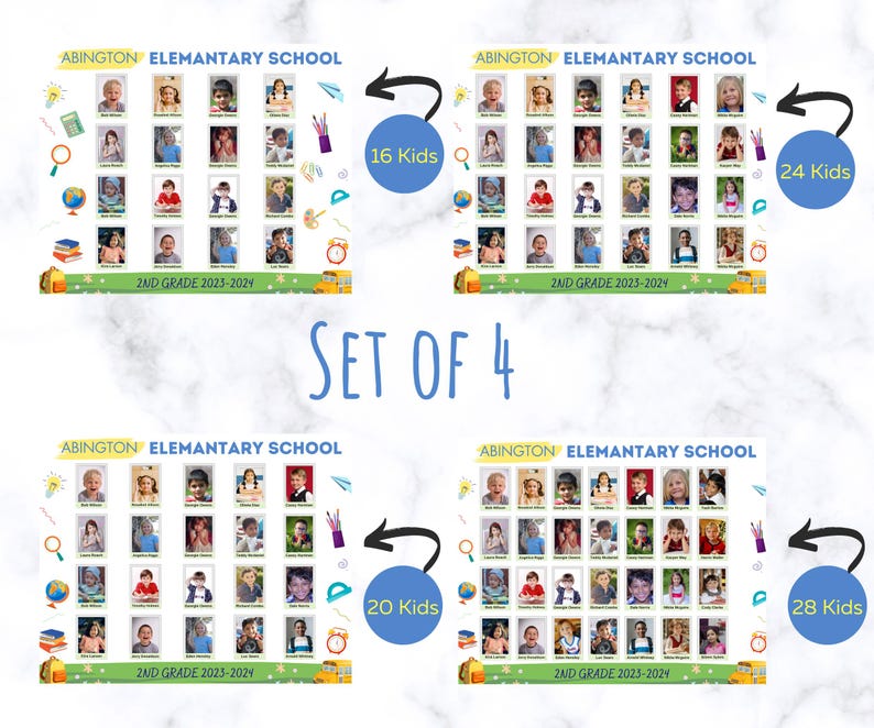 Editable School Class Photo Template in Canva, Colorful Template,16 20 ...