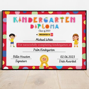 Editable Kindergarten Graduation Diploma Template | US Letter & A4 ...