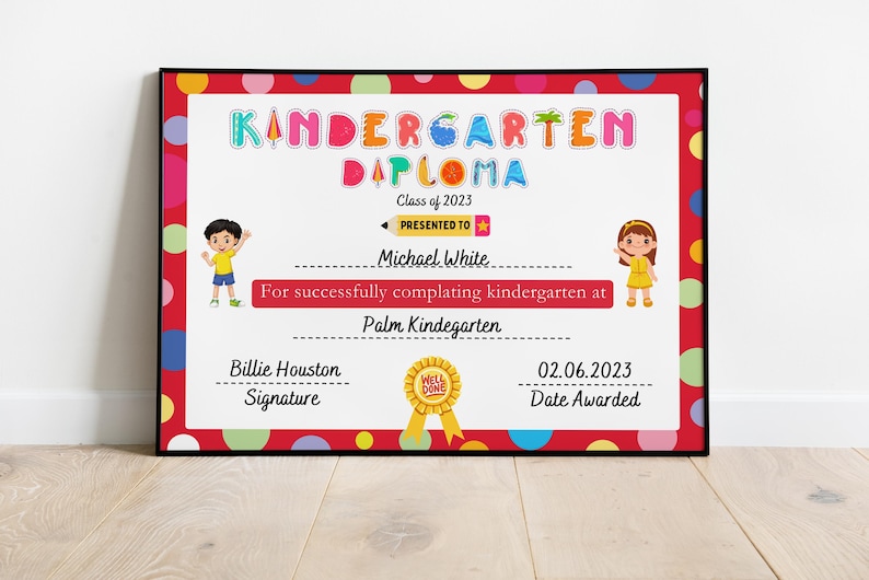 Editable Kindergarten Graduation Diploma Template | US Letter & A4 ...