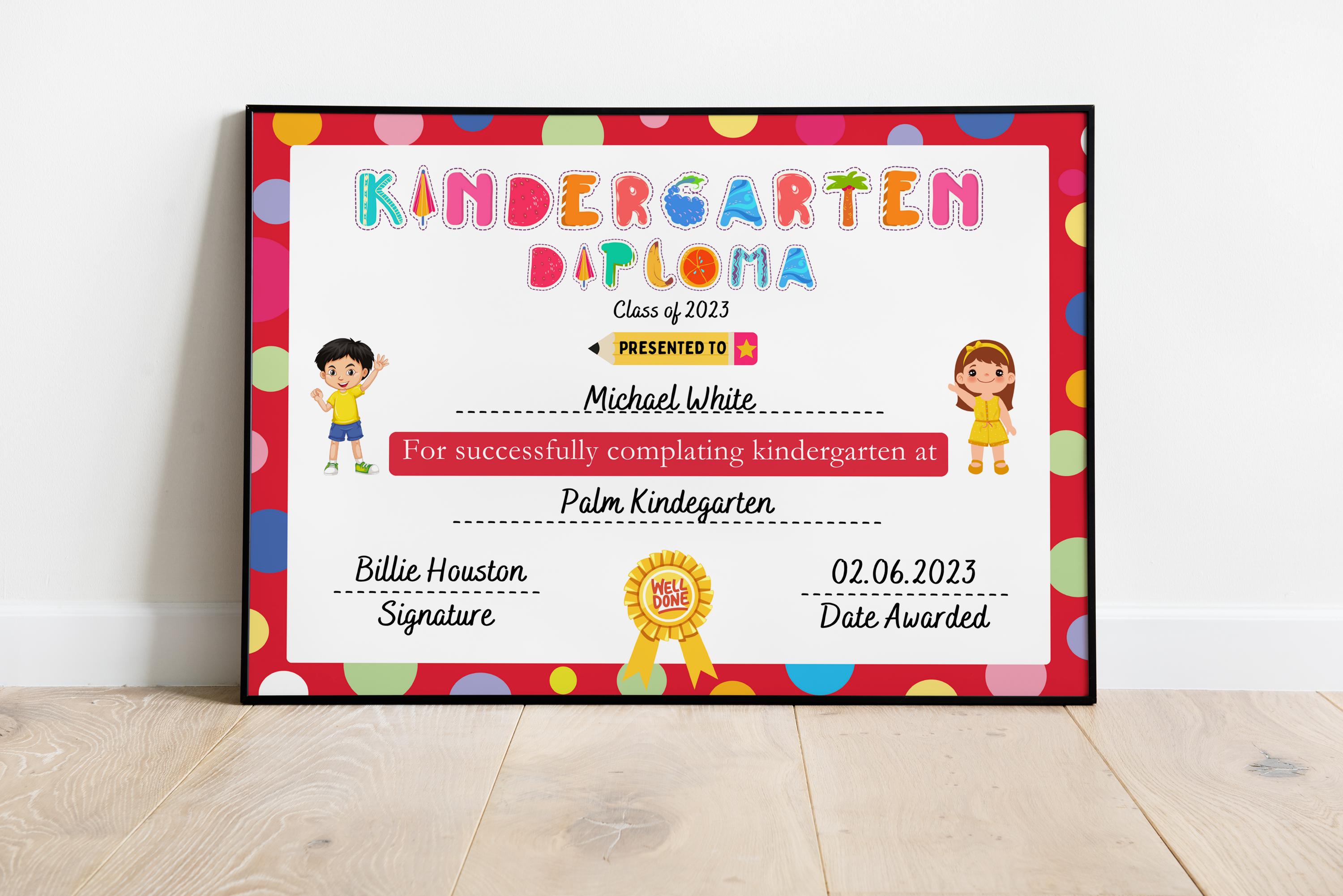Editable Kindergarten Graduation Diploma Template | US Letter & A4 ...