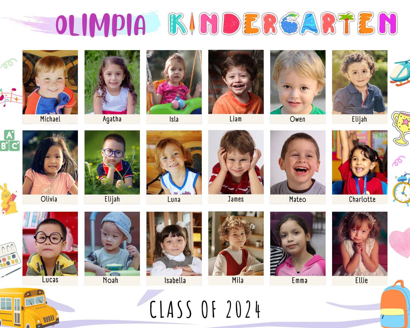 Editable Kindergarten Preschool Canva, Class Photo Template in Canva ...