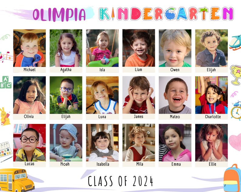Editable Kindergarten Preschool Canva, Class Photo Template in Canva ...