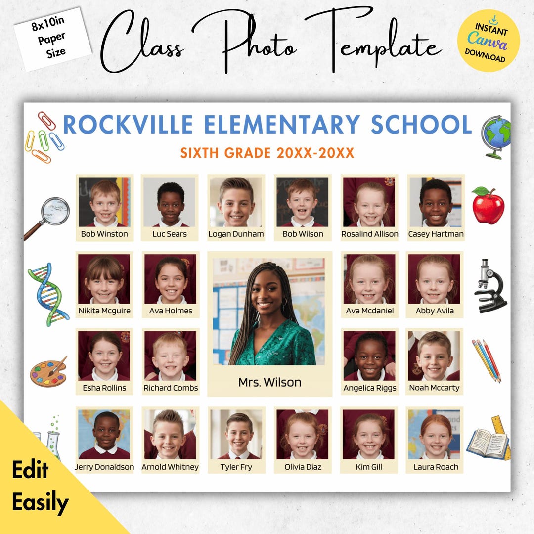 Editable School Class Photo Template in Canva, Colorful Template,20 22 ...