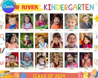Editable School Class Photo Template in Canva, Colorful Template,20 21 ...