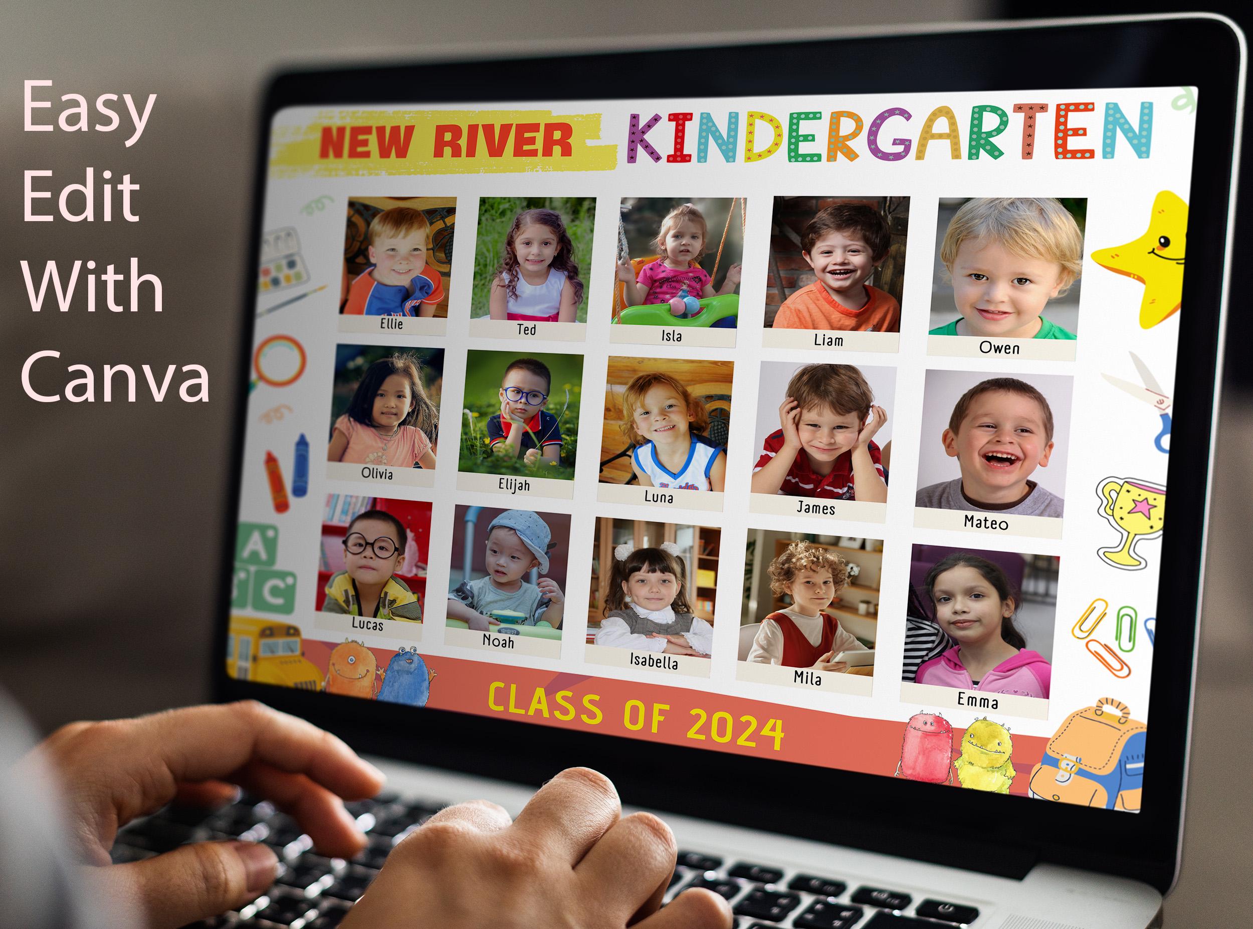 Editable Kindergarten Preschool Canva, Class Photo Template in Canva ...