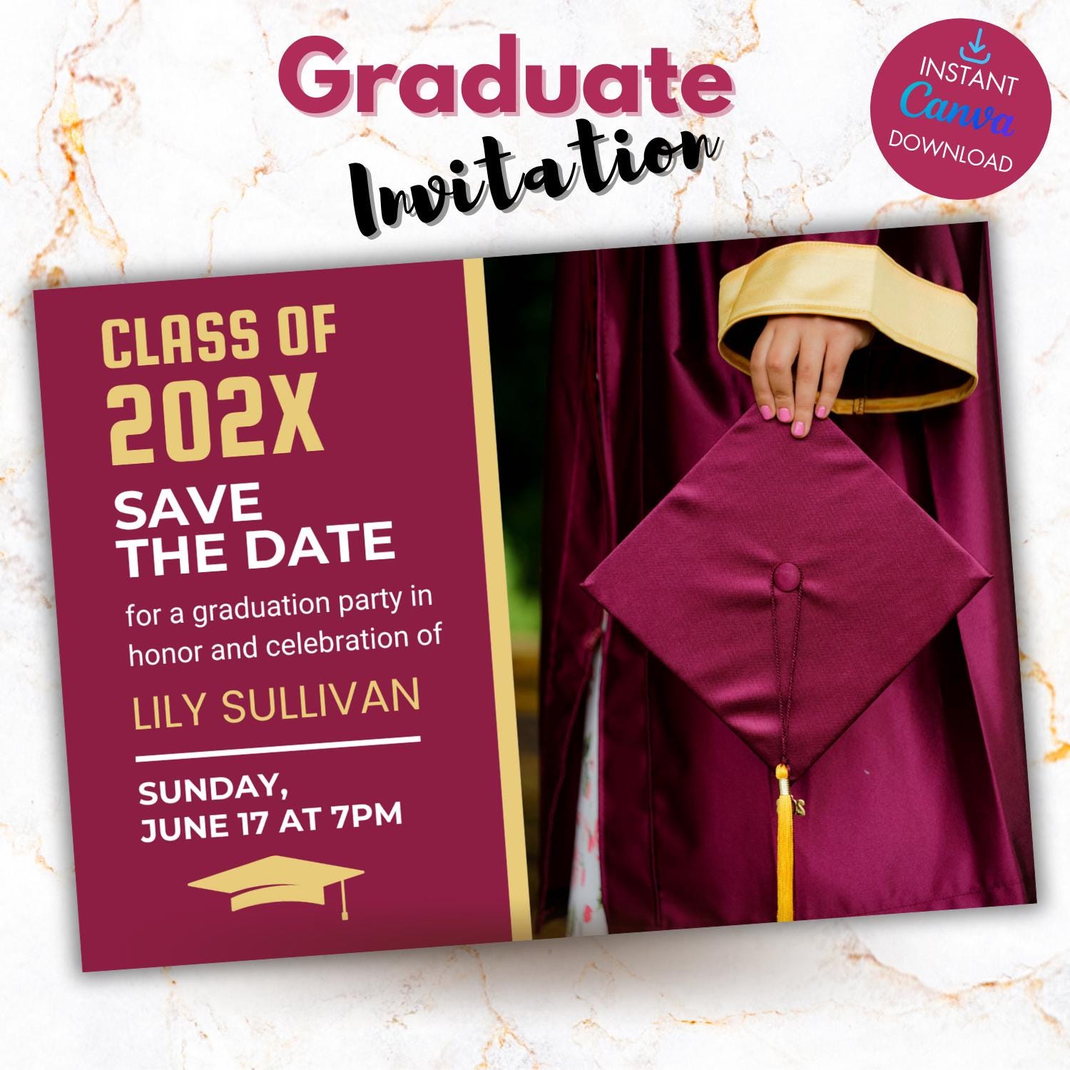 Editable University Graduation Invitation Template | Canva Instant ...