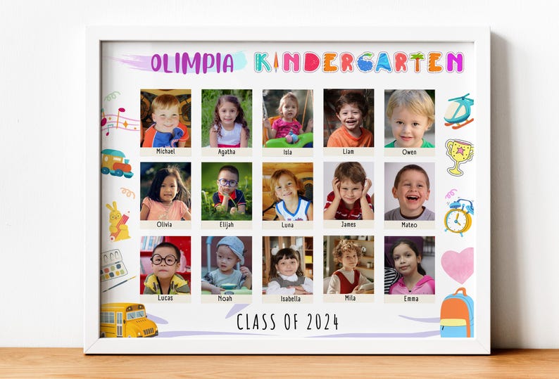 Editable Kindergarten Preschool Canva, Class Photo Template in Canva ...