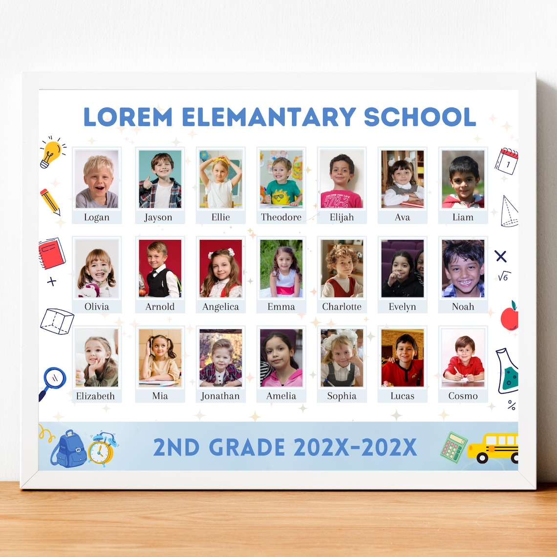 Editable School Class Photo Template in Canva, Colorful Template,15 16 ...