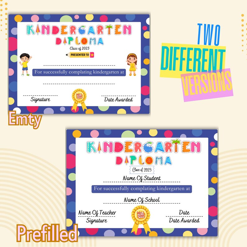 Editable Kindergarten Graduation Diploma Template | US Letter & A4 ...