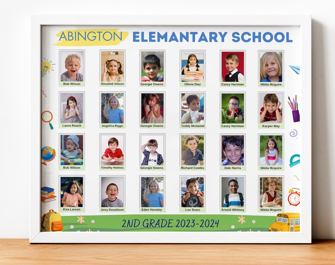 Editable School Class Photo Template in Canva, Colorful Template,16 20 ...
