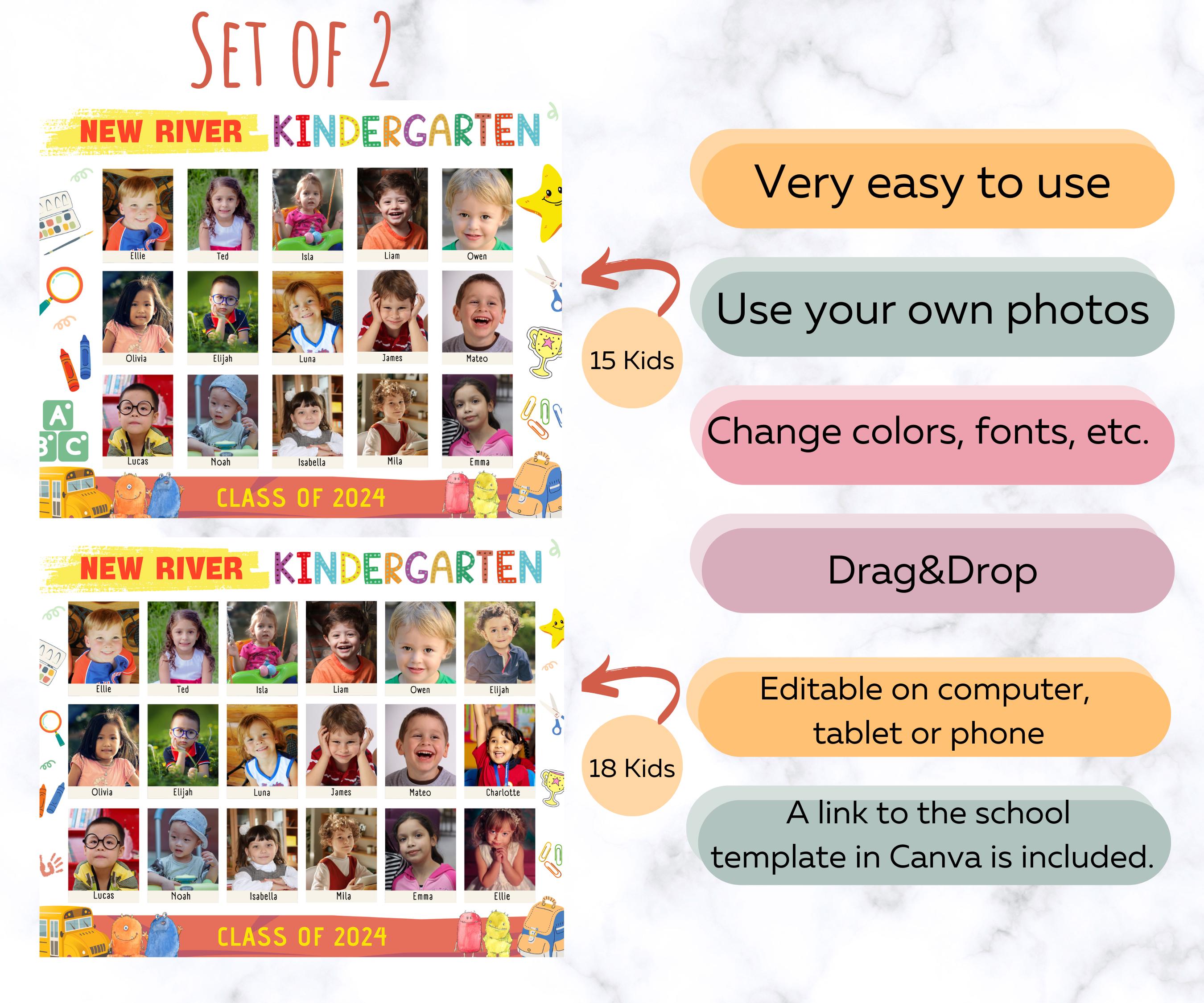 Editable Kindergarten Preschool Canva, Class Photo Template in Canva ...