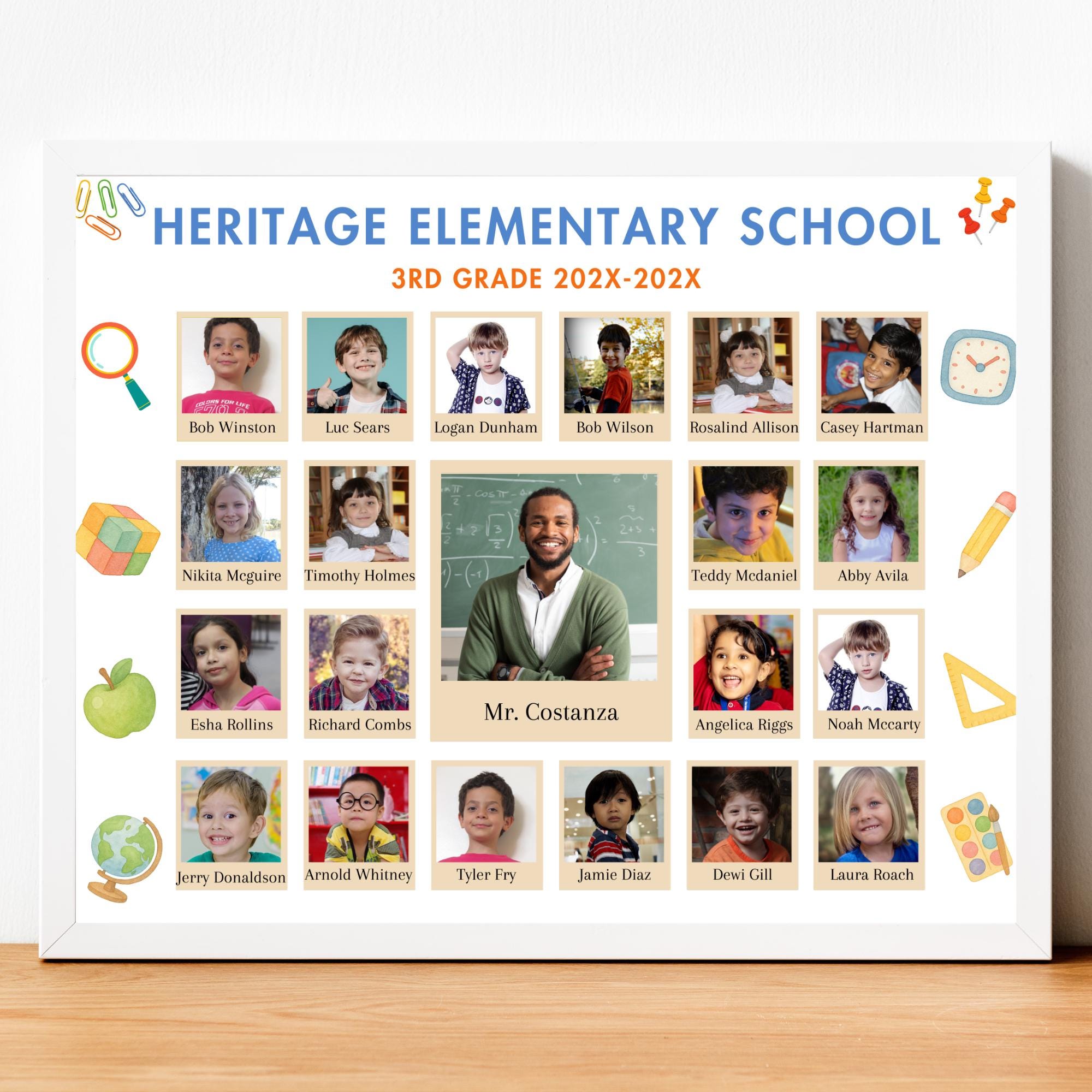 Editable School Class Photo Template in Canva, Colorful Template, 20 24 ...