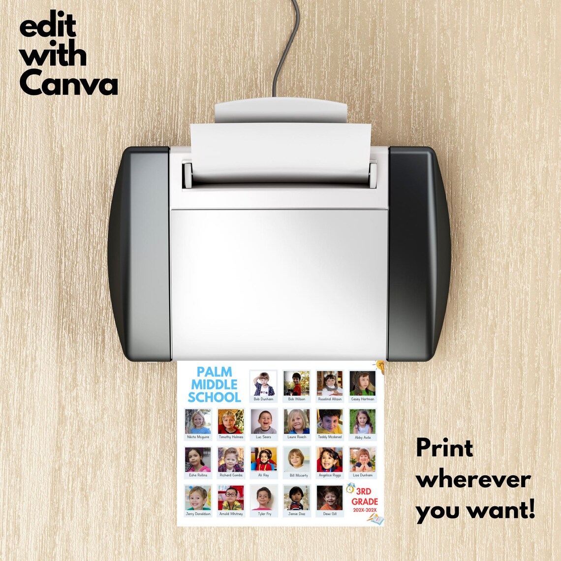 Editable School Class Photo Template in Canva, Colorful Template,20 21 ...