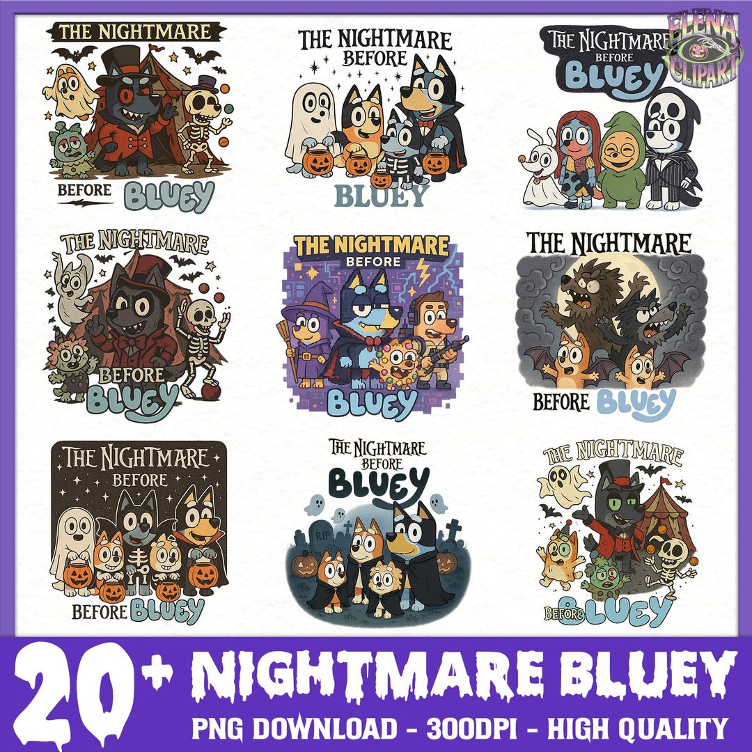20+ the Nightmare Before Bluey Png Bundle, Bluey Png, Bluey and Friends ...