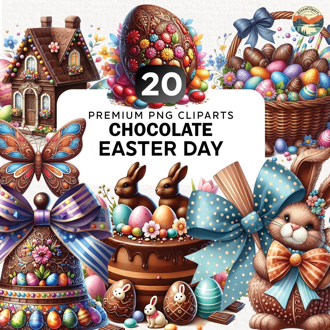 20+ Watercolor Easter Chocolate Clipart PNG Bundle, Easter Chocolate ...