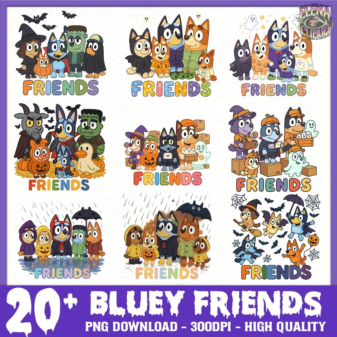 20+ Bluey Friends Png Bundle, Bluey Halloween Png, Bingo Png, Horror ...