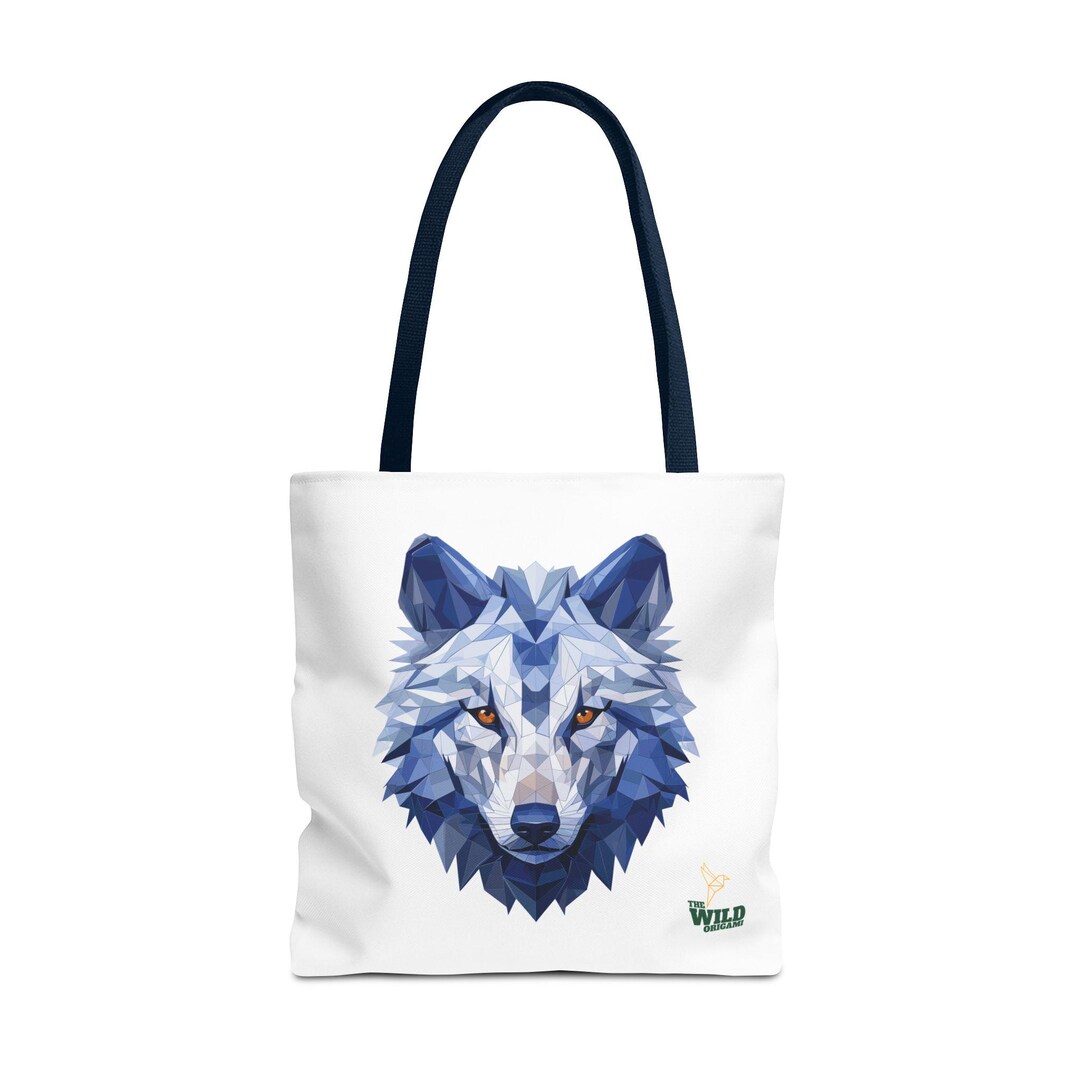 Origami Wolf Tote Bag Eco-friendly Shopping Bag, Animal Print Shoulder ...