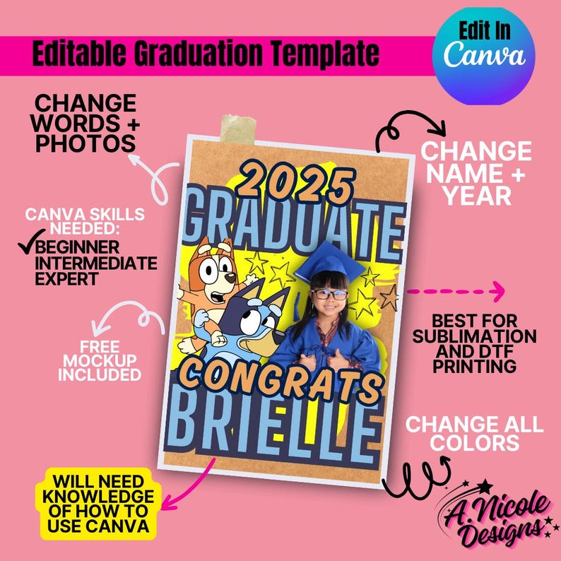 Editable Graduation Template | Design 11 - Etsy
