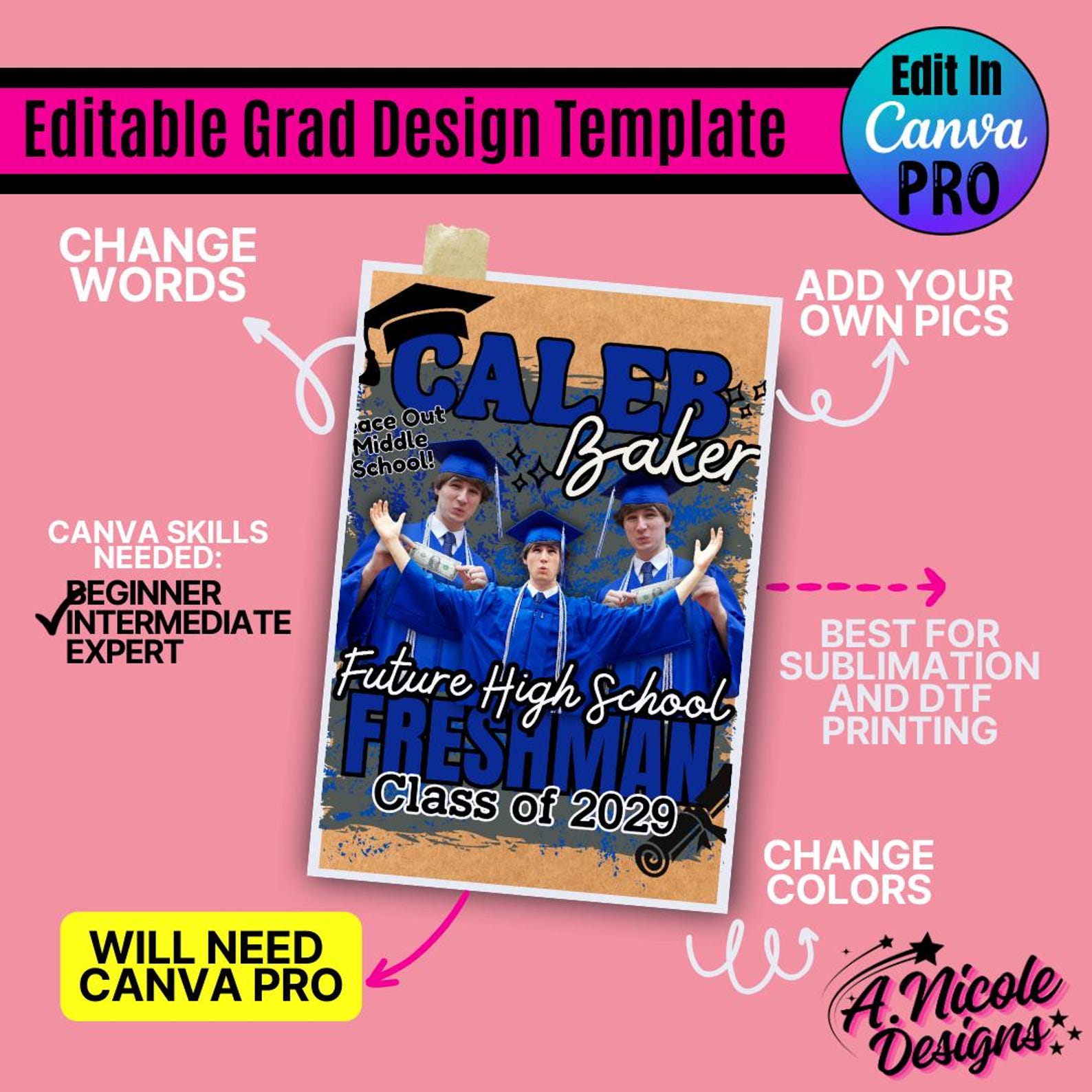 Editable 8th Grade Graduation Template | Middle School Grad | Design 12 ...