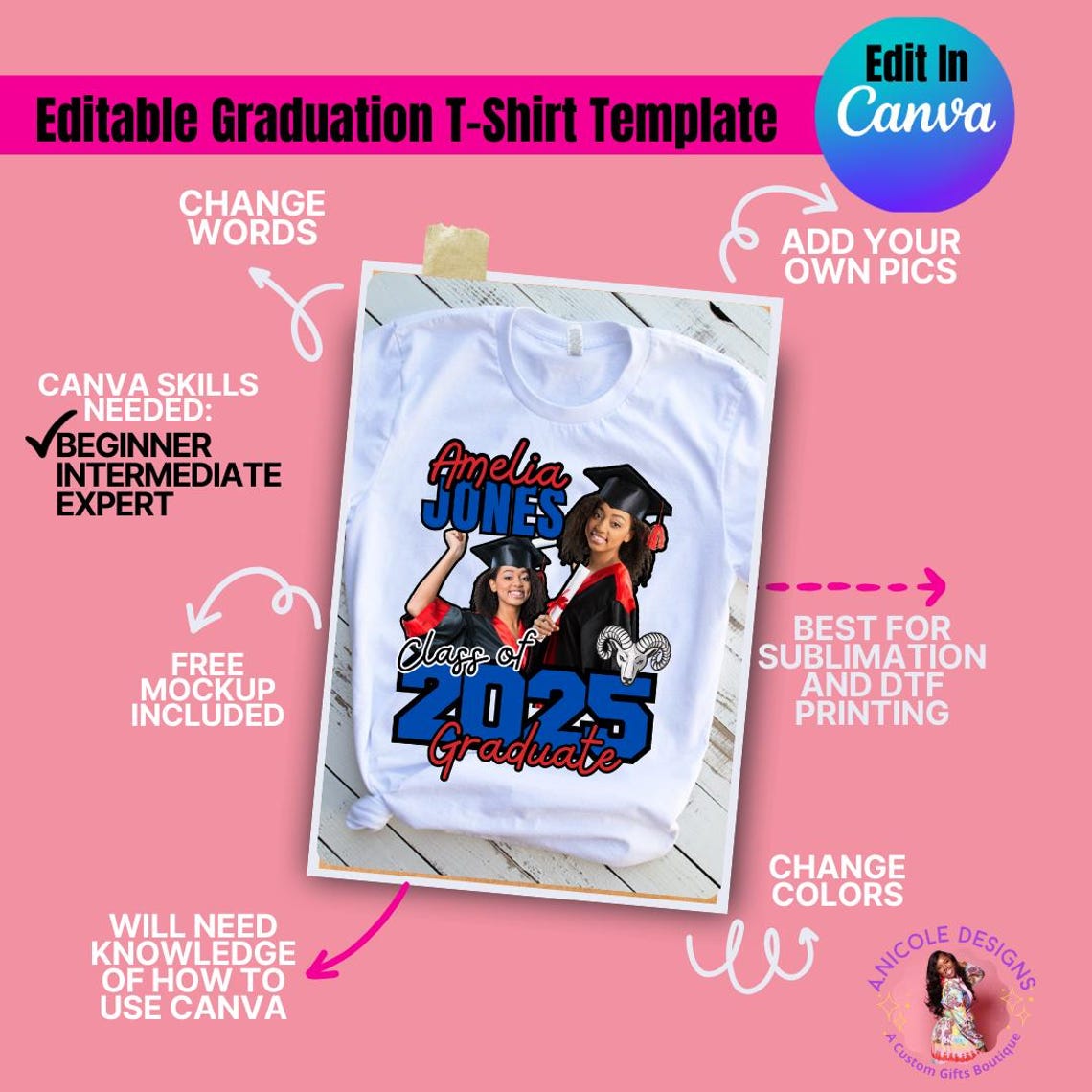Editable Graduation Template | Design 1 - Etsy