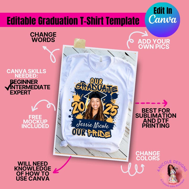Editable Graduation Template | Our Grad, Our Pride | Design 3 - Etsy