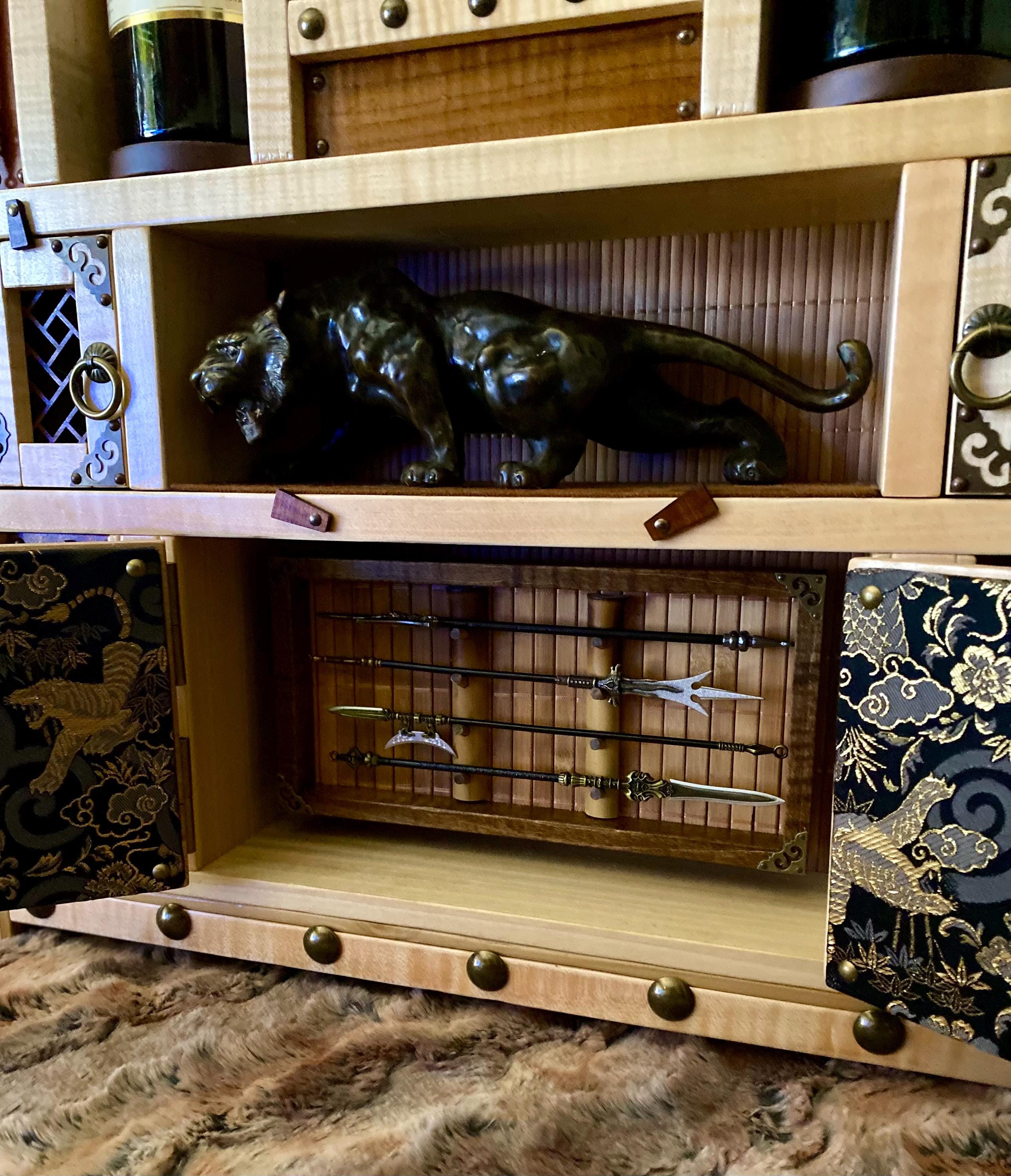 Japanese Samurai Tansu Inspired Hanging Liquor Cabinet Whiskey Scotch ...