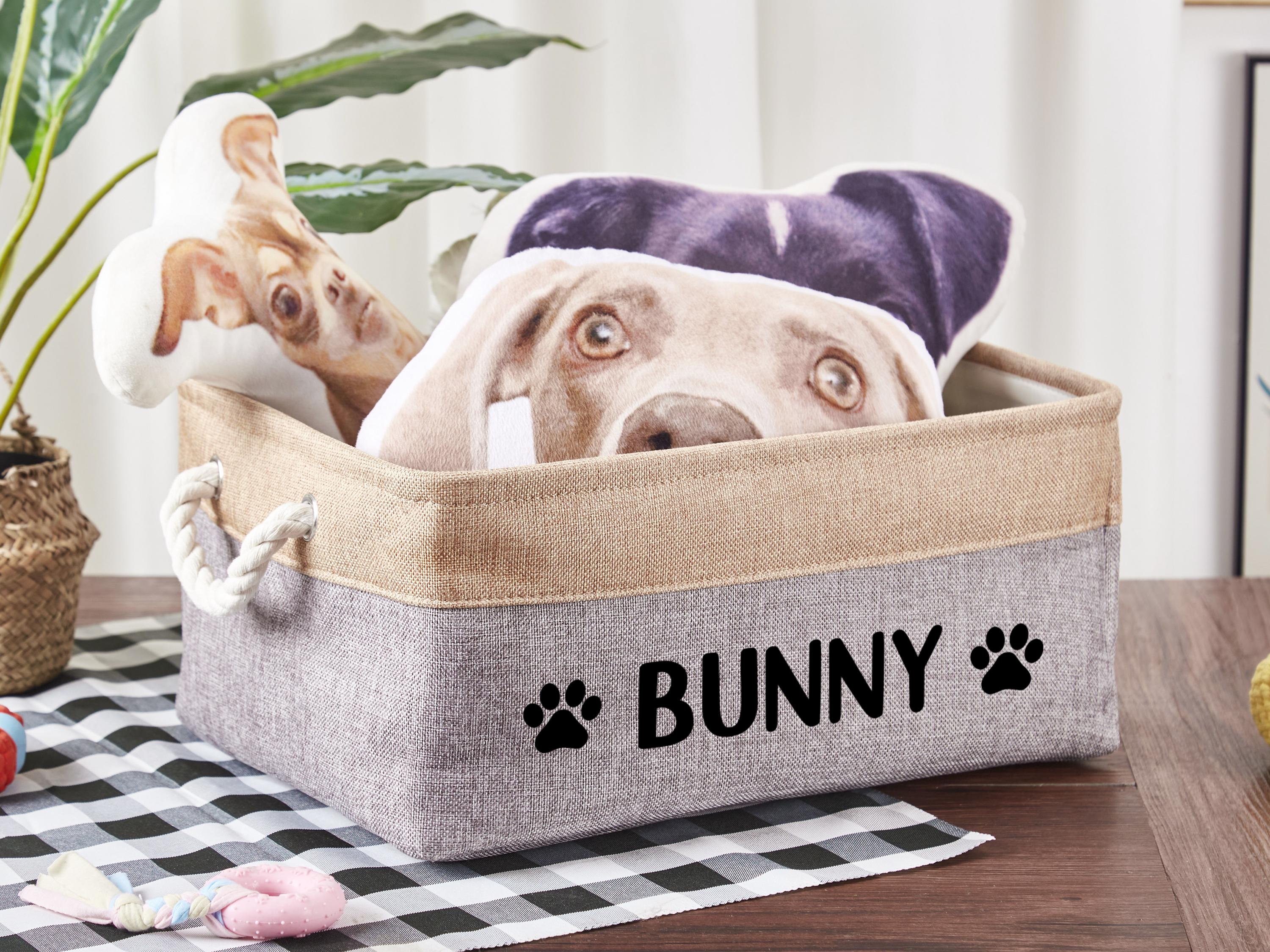Personalized Pet Storage Basket Dog Toy Basket Custom Dog Toy Box Dog ...