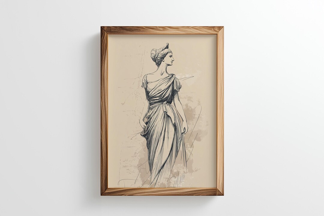 Vintage Fashion Sketch: Female Figure Wall Art (digital Product) - Etsy