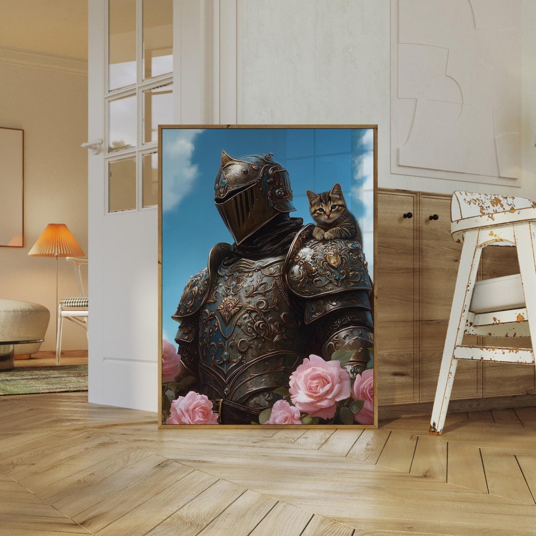 Medieval Knight Poster, Dark Knight Print, Maximalist Wall Art, Vintage ...