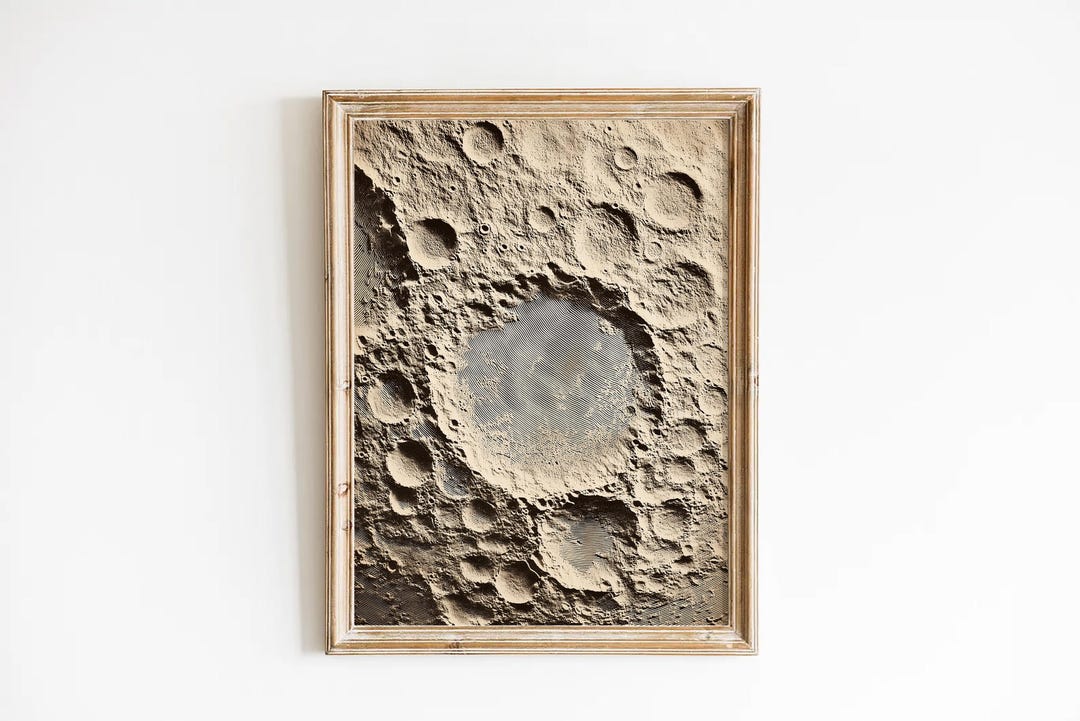 Moon Surface Wall Art | Antique Astronomy Sketch for Celestial Room ...
