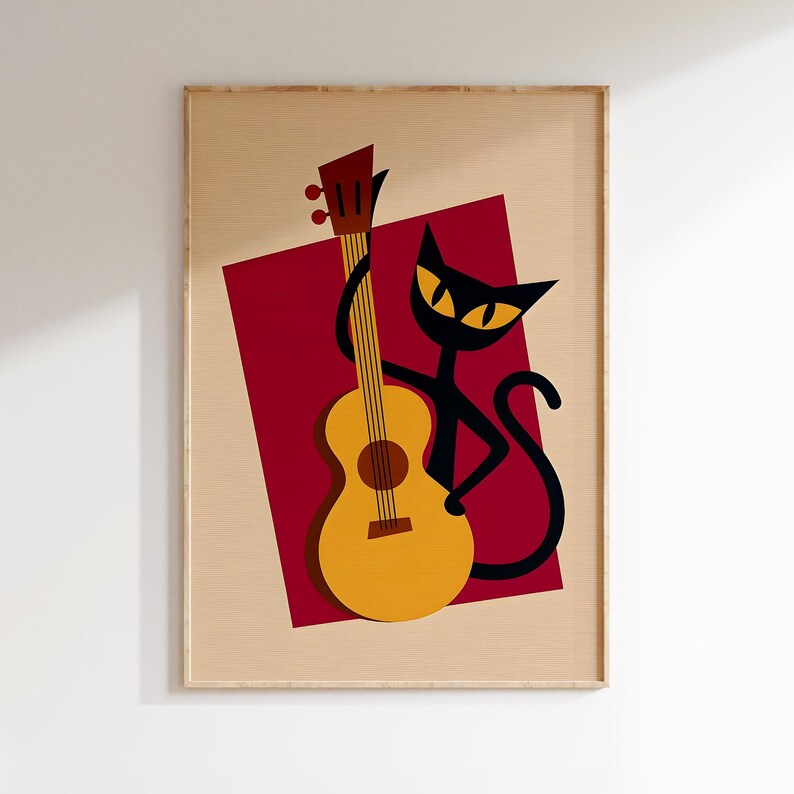 Atomic Cat Print Set of 6: Mid-century Modern Gallery Wall (digital ...