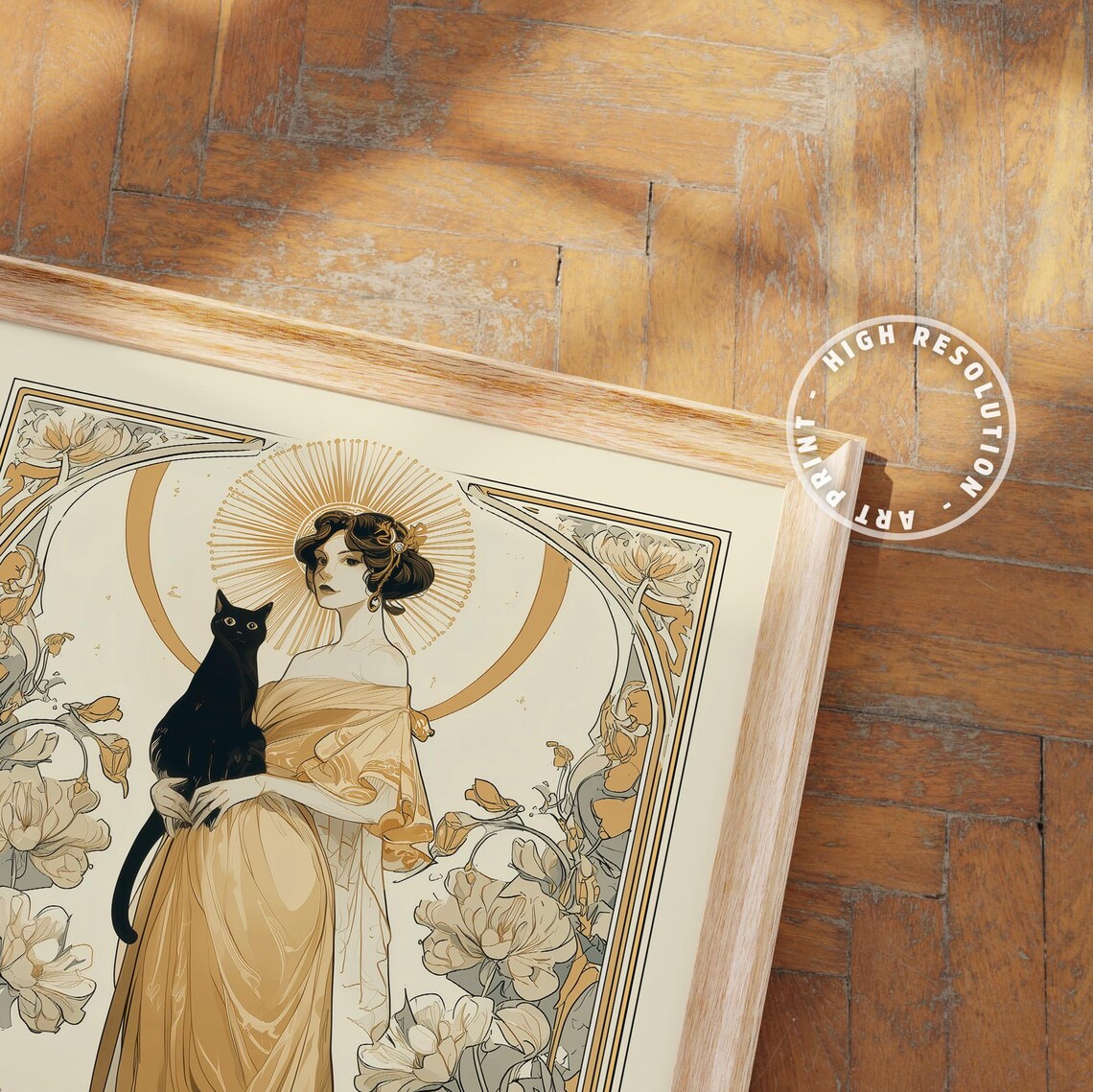 The Cat Lady Tarot Card Print: Vintage Art Nouveau Home Decor (digital ...
