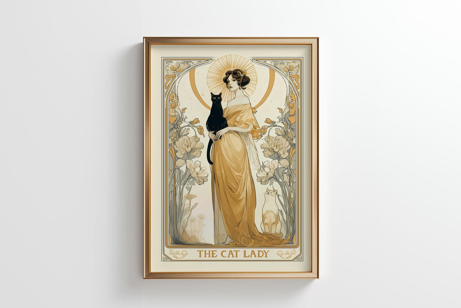 The Cat Lady Tarot Card Print: Vintage Art Nouveau Home Decor (digital ...