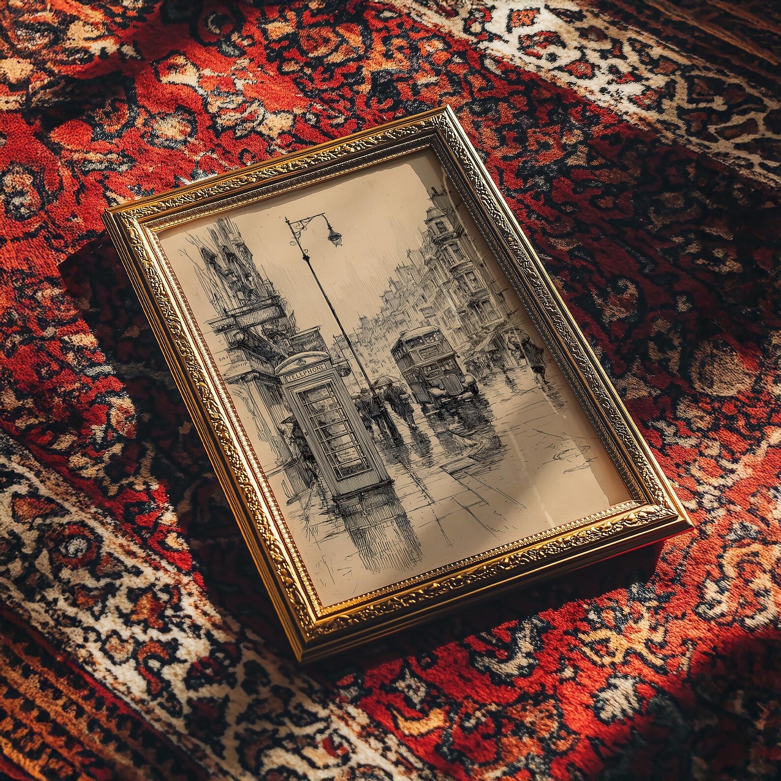 Nostalgic London Sketch Print | Landscape Line Drawing Wall Art ...