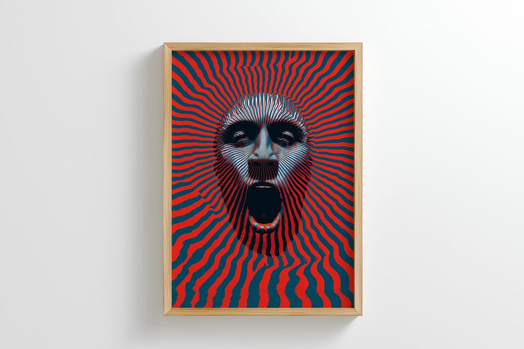Trippy Scream Optical Illusion Art Print: Psychedelic Surrealism ...